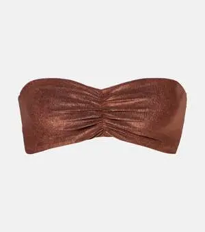 Jade Swim Terry Bandeau Bikini Top - Brown