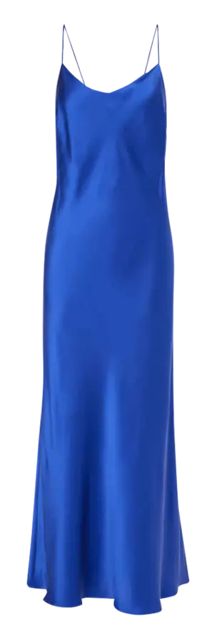 Asceno Lyon Silk Charmeuse Slip Dress - Blue