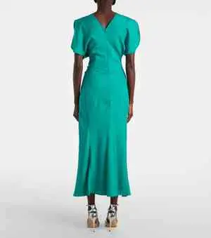 Victoria Beckham Gathered Midi Dress - Green