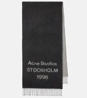 Acne Studios Logo Wool Scarf - Black