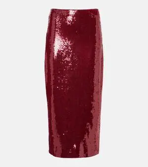 Veronica Beard Koa Sequined Pencil Skirt - Red