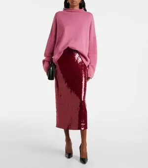 Veronica Beard Koa Sequined Pencil Skirt - Red