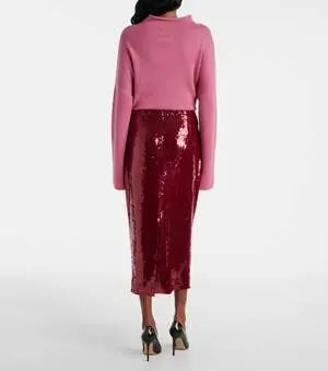 Veronica Beard Koa Sequined Pencil Skirt - Red