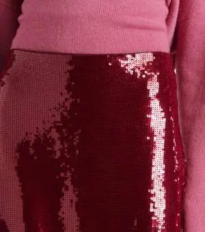 Veronica Beard Koa Sequined Pencil Skirt - Red