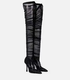 Gold-Tone Embellished Boots