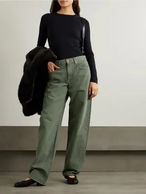 SLVRLAKE Tess Long High-rise Wide-leg Jeans - Green