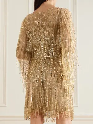 Jenny Packham Dazzle Sequin-embellished Tulle Mini Dress