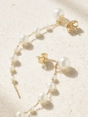 Mizuki 14-karat Gold Freshwater Pearl Dangle Earrings