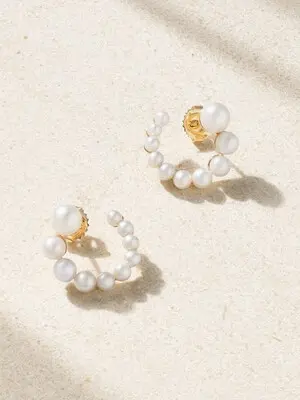 Mizuki 14-karat Gold Pearl Earrings - White