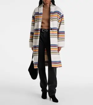 MARANT ETOILE Striped Wool-blend Coat