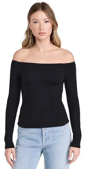Joe's Jeans Off-shoulder Ribbed Knit Top