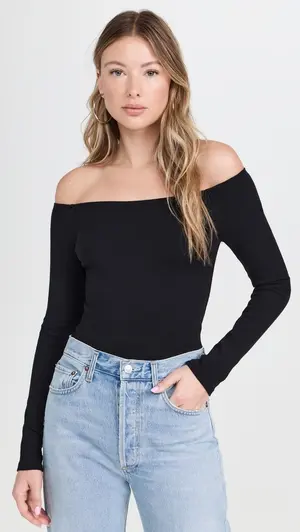 Joe's Jeans Off-shoulder Ribbed Knit Top