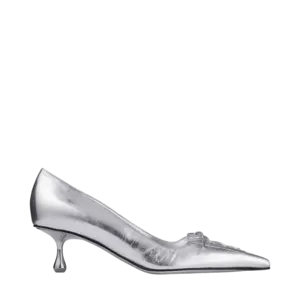 JIMMY CHOO Scarlett 50 Metallic Leather Pumps - Silver