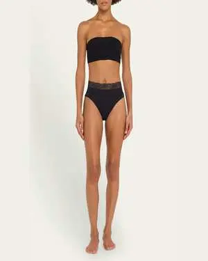 Hanro Cotton Delight Lace-trim High-cut Briefs - Black