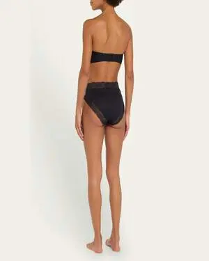 Hanro Cotton Delight Lace-trim High-cut Briefs - Black