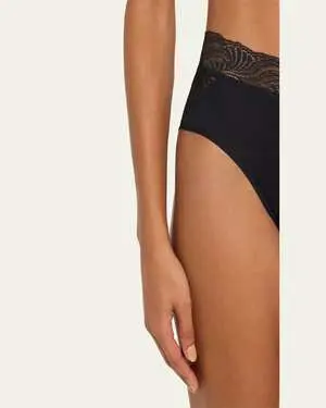 Hanro Cotton Delight Lace-trim High-cut Briefs - Black