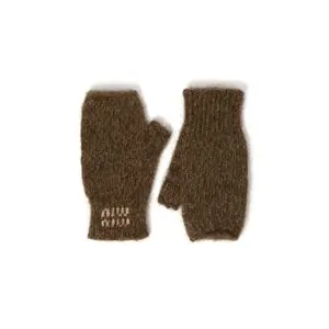 Miu Miu Wool And Mohair Gloves - Tobacco