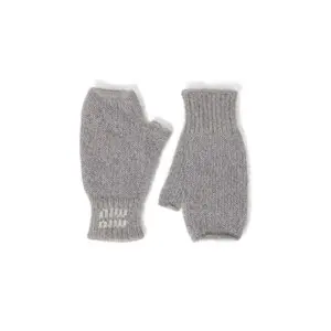 Miu Miu Wool And Mohair Knitted Fingerless Gloves - Grey