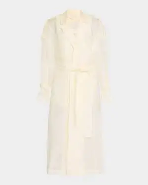 Lapointe Feather-cuff Organza Trench Coat