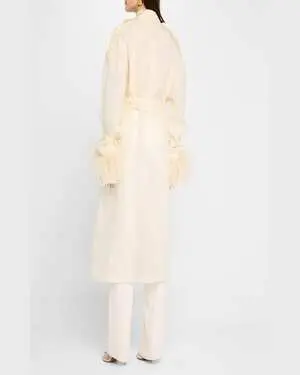 Lapointe Feather-cuff Organza Trench Coat