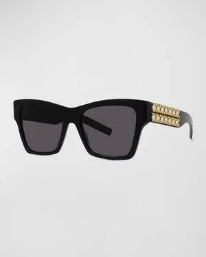 Givenchy Givenchy Plumeties Crystal Embellished Square Sunglasses Sblk Smk