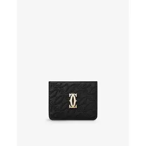 Cartier C De Logo-embellished Leather Card Holder - Black