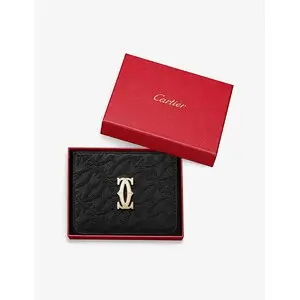 Cartier C De Logo-embellished Leather Card Holder - Black