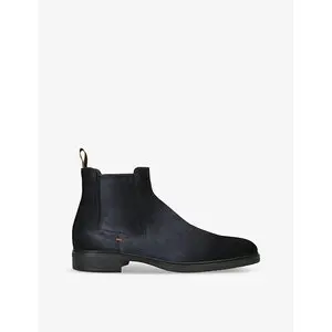 Santoni Easy Flat Suede Chelsea Boots - Navy