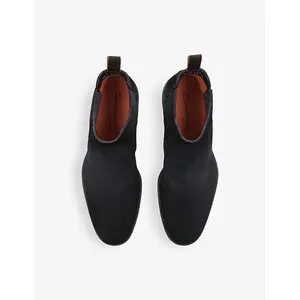 Santoni Easy Flat Suede Chelsea Boots - Navy
