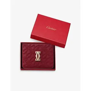 Cartier C De Logo-embellished Leather Card Holder - Red