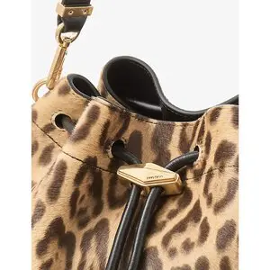 JIMMY CHOO Cinch Leopard-print Shoulder Bag - Natural/gold