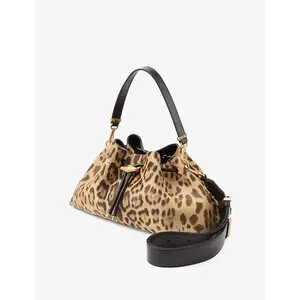 JIMMY CHOO Cinch Leopard-print Shoulder Bag - Natural/gold