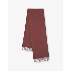 Mulberry Brand-embroidered Fringed-trim Wool Scarf Bright Oak