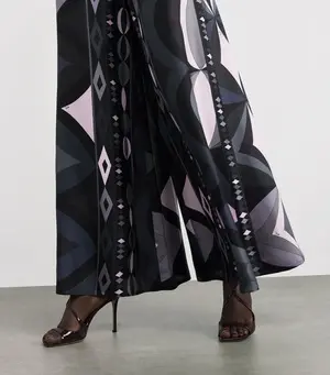 Emilio Pucci Silk Printed Wide-leg Trousers