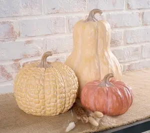 MARTHA STEWART As Is Set Of 3 Indoor/outdoor Pumpkins - One-color