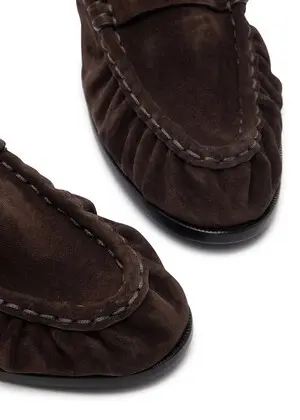 Saint Laurent Le Loafer Suede Loafers - Brown