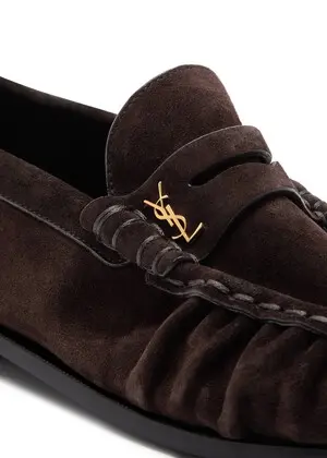 Saint Laurent Le Loafer Suede Loafers - Brown