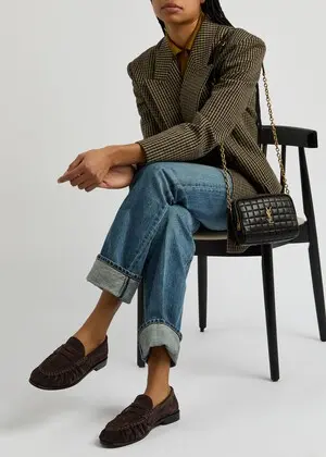 Saint Laurent Le Loafer Suede Loafers - Brown