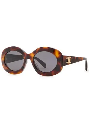 Celine Oval-Frame Sunglasses Brown Havana