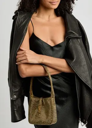 Saint Laurent Le 5 À 7 Mini Embellished Satin Shoulder Bag