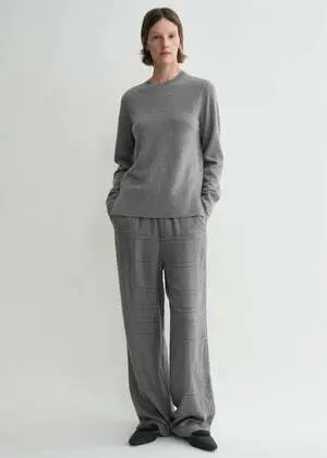 TOTEME Monogram Flannel Pj Bottoms Smoke Melange Grey