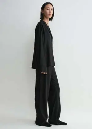 TOTEME Monogram Flannel Pj Top - Black
