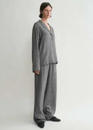 TOTEME Monogram Flannel Pj Top - Smoke Melange