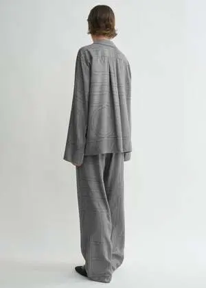 TOTEME Monogram Flannel Pj Top - Smoke Melange