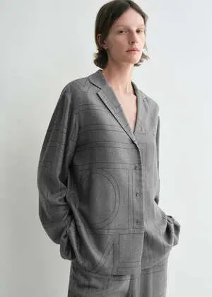 TOTEME Monogram Flannel Pj Top - Smoke Melange