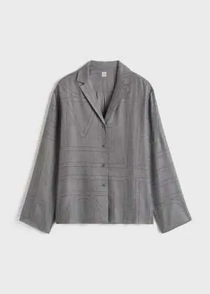 TOTEME Monogram Flannel Pj Top - Smoke Melange