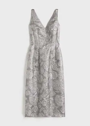 TOTEME V-neck Brocade Midi Dress