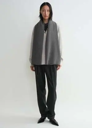 TOTEME Wide Classic Wool Scarf Mid - Grey