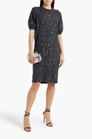 Brunello Cucinelli Sequin-embellished Knitted Midi Dress