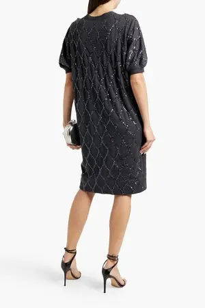 Brunello Cucinelli Sequin-embellished Knitted Midi Dress